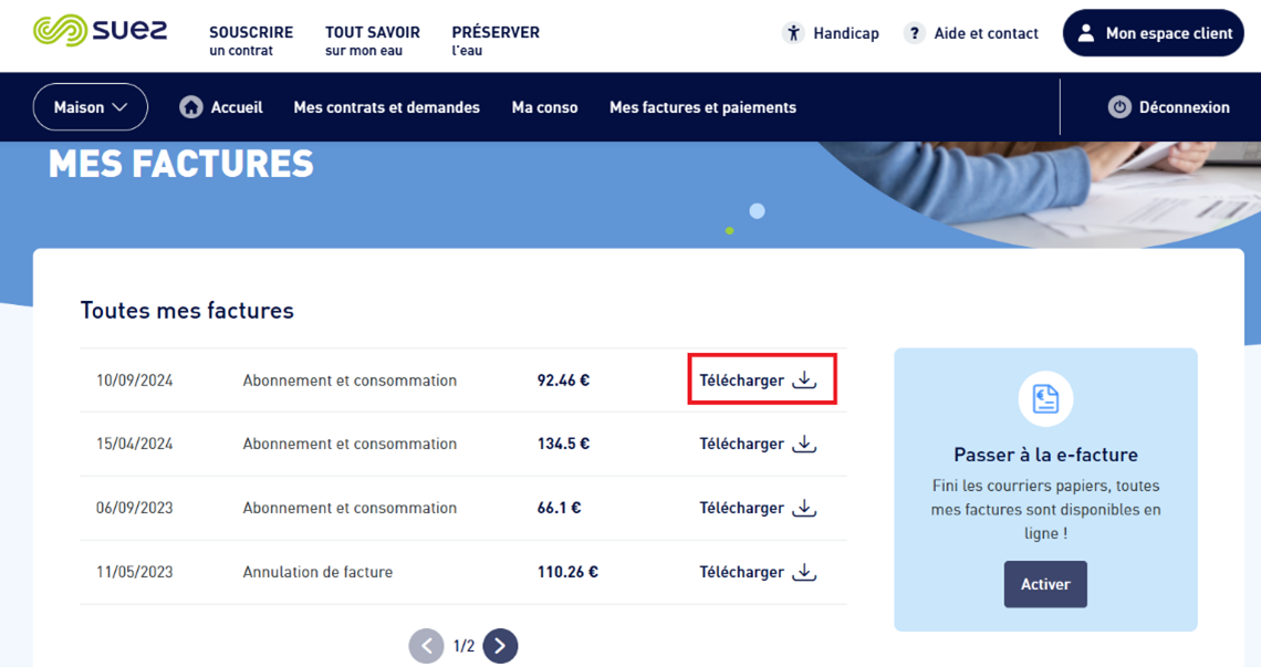 Premiers pas avec ma facture : voir et télécharger ma facture - SEOP
